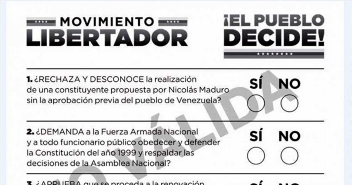 Venezuela: Así es la boleta de la consulta opositora que vuelve a ...